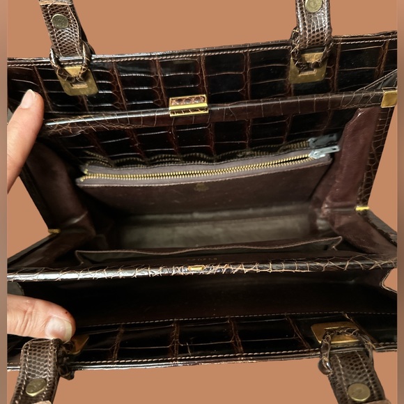 Mark Cross | Bags | Vintage Mark Cross Chestnut Crocodile Handbag ...